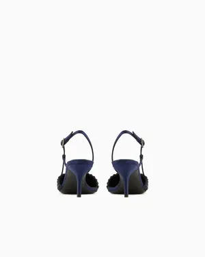 Giorgio Armani Satin, Mesh And Rhinestone Slingbacks - Two_tone