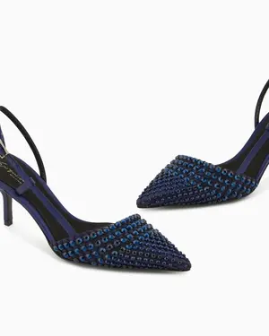 Giorgio Armani Satin, Mesh And Rhinestone Slingbacks - Two_tone