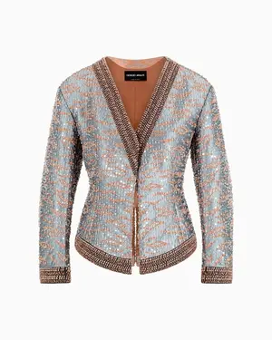 Giorgio Armani Embroidered Silk Blend Short Jacket