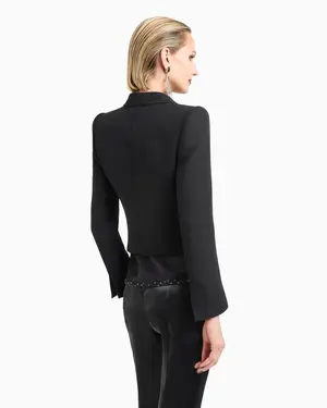 Giorgio Armani Glitter Silk-cady Single-breasted Short Jacket