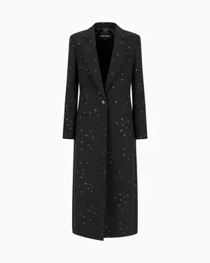 Giorgio Armani Silk Cady Long Coat With Glitter Motif