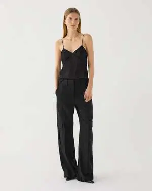 Veronica De Piante Etta Grain De Poudre Wool Trousers - Black