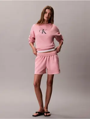 Calvin Klein Monogram Fleece Pull-on Shorts - Soft Berry