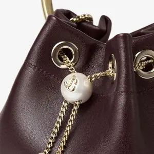 JIMMY CHOO Bon Bon Biker Leather Bag With Pearl Closure - Deep Merlot/light Gold