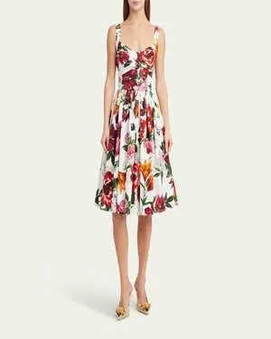 Dolce & Gabbana Floral Poplin Fit-&-flare Dress