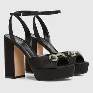 Gucci Platform Sandal With Crystal Horsebit