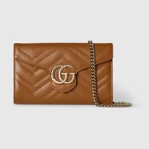 Gucci Gg Marmont Wallet On Chain Leather - Brown