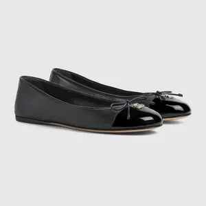 Gucci Leather Ballet Flat With Double G