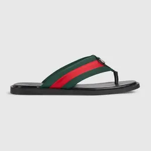 Gucci Thong Sandal With Interlocking G Fabric - Black