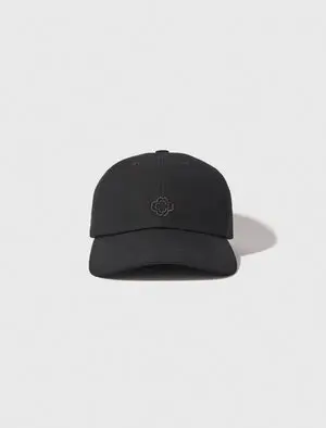 Maje Cotton Cap With Leather Strap - Black
