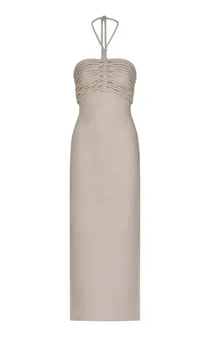 ANDRES OTALORA Mezcalitos Halter Linen Midi Dress - Neutral