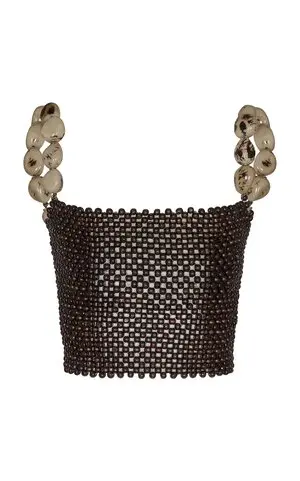 ANDRES OTALORA Caña Brava Hand-beaded Top - Brown