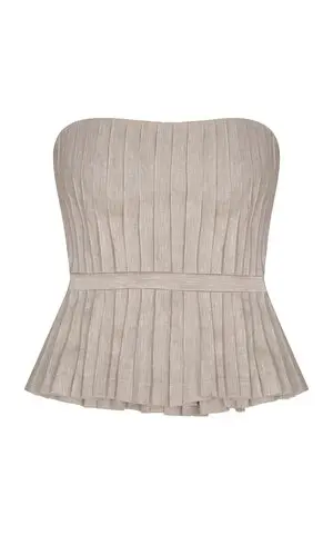 ANDRES OTALORA Encantadora Pleated Linen Top - Neutral