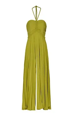 ANDRES OTALORA Manglar Pleated Wide-leg Jumpsuit - Lime Green