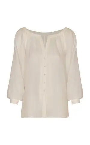 ANDRES OTALORA Entenderse V-neck Linen Blouse