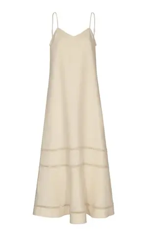 ANDRES OTALORA Al Viento Embroidered Linen Maxi Dress - Ivory
