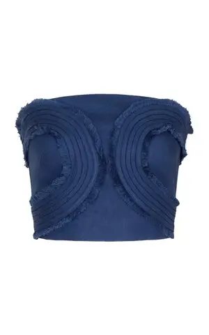 ANDRES OTALORA Calida Embroidered Linen Top - Blue
