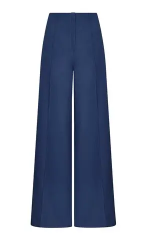 ANDRES OTALORA La Vida Es Pintucked Linen Wide-leg Pants - Blue