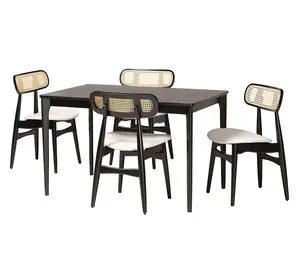 BAXTON STUDIO Tarana Cream Fabric And Wood 5-pi Ece Dining Set - One-color