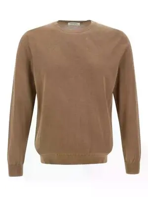 KANGRA Crew Neck Long Sleeve Sweater - Brown