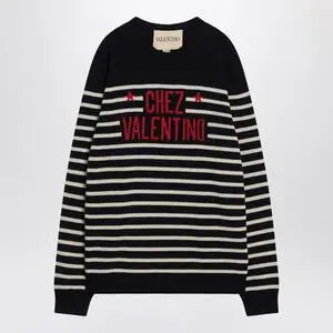 Valentino Garavani Virgin Wool Sweater With Jacquard Motif - Blue