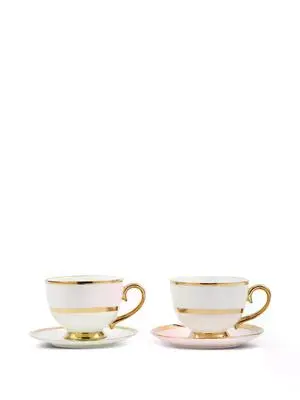 POLSPOTTEN Golden Finds Porcelain Teacups - White