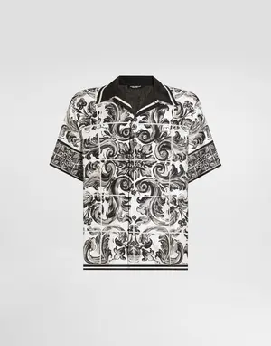 Dolce & Gabbana Printed Silk And Cotton Denim Shirt