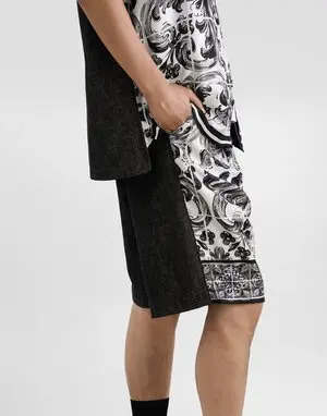 Dolce & Gabbana Printed Silk And Cotton Denim Shirt