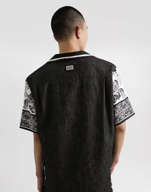 Dolce & Gabbana Printed Silk And Cotton Denim Shirt