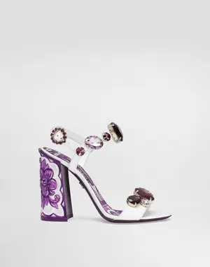 Dolce & Gabbana Keira Jewel-embellished Patent Leather Sandals - Multicolor
