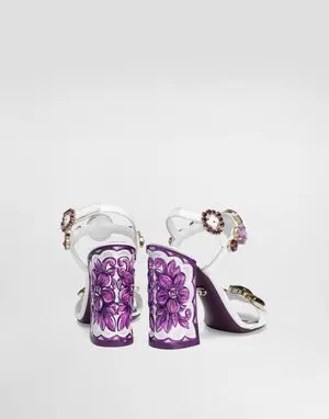 Dolce & Gabbana Keira Jewel-embellished Patent Leather Sandals - Multicolor