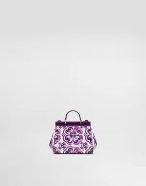 Dolce & Gabbana Sicily Handbag In Polished Calfskin With Majolica Print - Multicolor