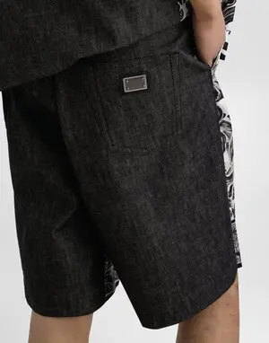 Dolce & Gabbana Maiolica-printed Denim Bermuda Shorts - Multicolor