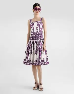 Dolce & Gabbana Majolica-print Poplin Dress - Multicolor