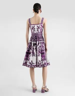 Dolce & Gabbana Majolica-print Poplin Dress - Multicolor
