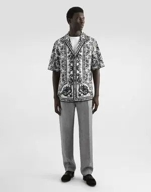 Dolce & Gabbana Washed Linen Canvas Trousers - Grey