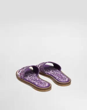 Dolce & Gabbana Majolica-print Canvas Flat Slipper