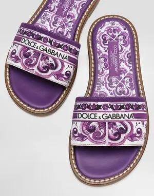 Dolce & Gabbana Majolica-print Canvas Flat Slipper