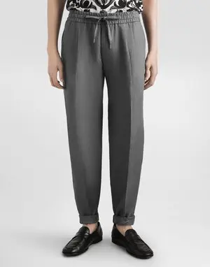 Dolce & Gabbana Washed Linen Canvas Jogging Trousers - Grey