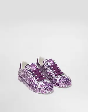 Dolce & Gabbana Majolica-print Nappa Calfskin Sneakers - Multicolor
