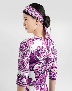 Dolce & Gabbana Majolica-print Charmeuse Sheath Dress