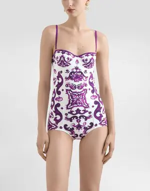 Dolce & Gabbana Majolica Print One-piece Swimsuit - Multicolor