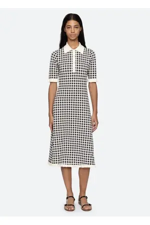 Sea Saige Gingham Knit Midi Dress - Stripe