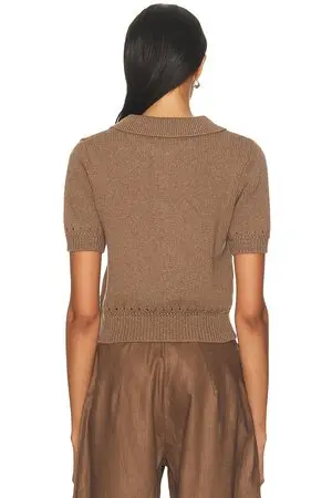 Matthew Bruch Eyelet Trim Knit Polo Top
