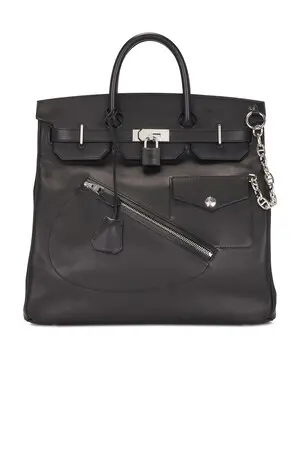 Hermès Limited Edition Evergrain Haut A Courroies Rock Birkin 40 Handbag - Noir