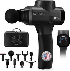 LIFEPRO Sonic Pro Handheld Percussion Massage Gun With 8 Attachments For Deep Tissue Relief - Black