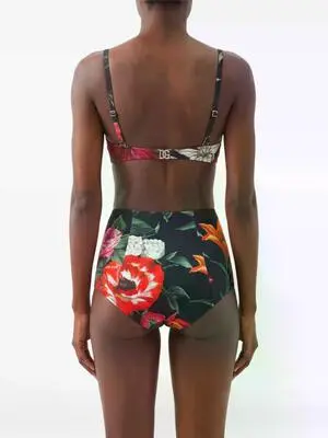 Dolce & Gabbana Floral-print Bikini Set - Black
