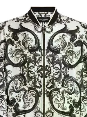 Dolce & Gabbana Maiolica Print Bomber Jacket - White
