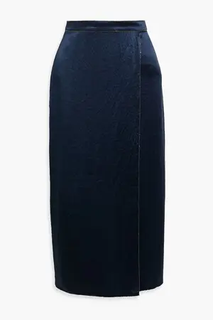 Vince Embellished Wrap-effect Midi Skirt