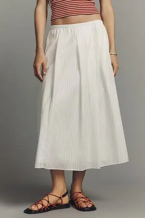 Theory Pleated A-line Midi Skirt - White